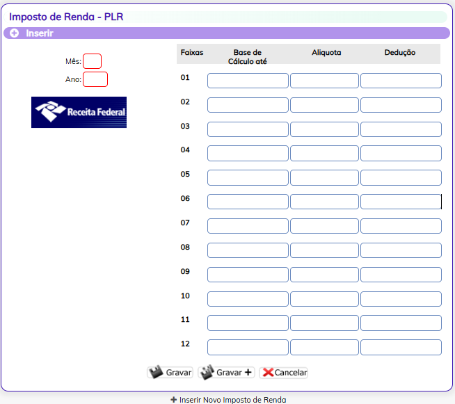 Tabela de Imposto de Renda - PLR – Ahreas